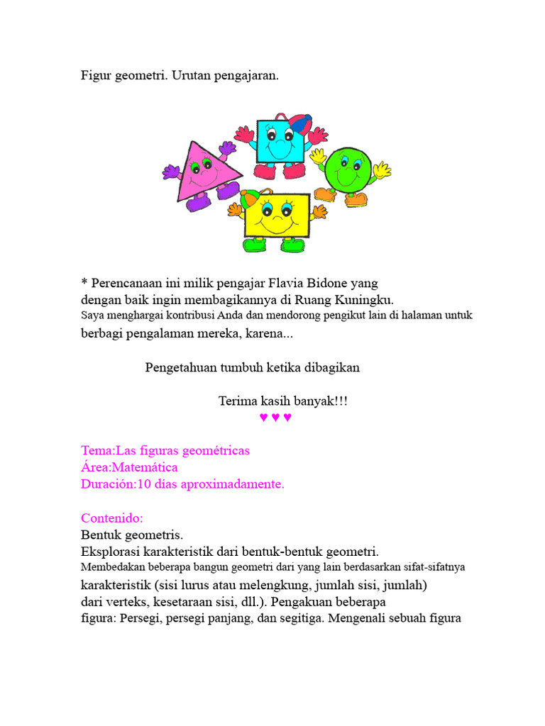 Aktivitas Pembelajaran Bentuk Geometri | PDF
