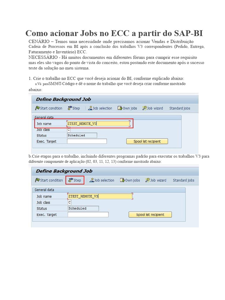 Acionando Jobs ECC via SAP-BI | PDF | Informática