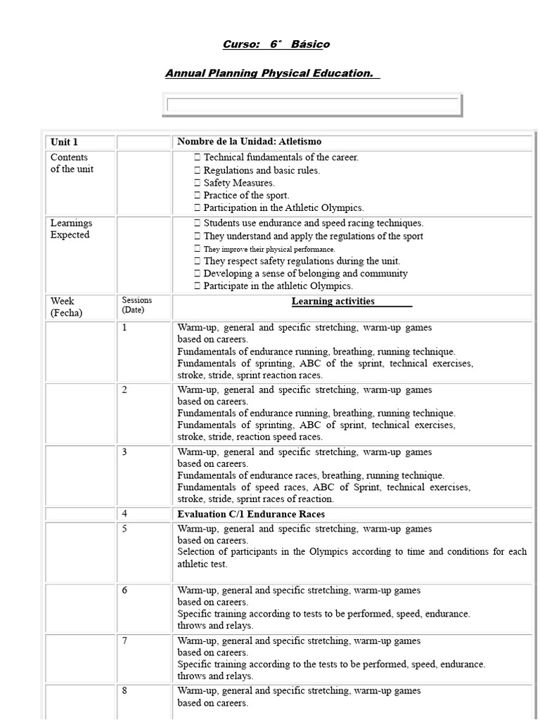 6th Grade Physical Education | PDF | Volleyball | Gymnastics
