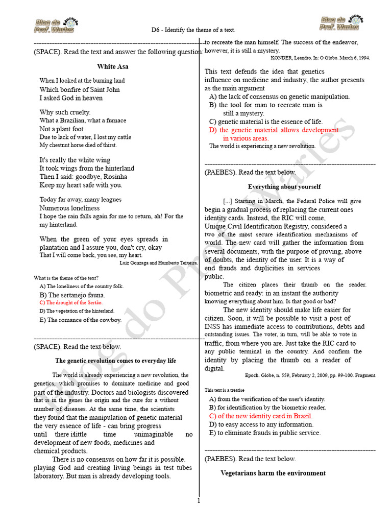 D6 (3rd Year - High School - L.P - Blog of Prof. Warles) | PDF ...