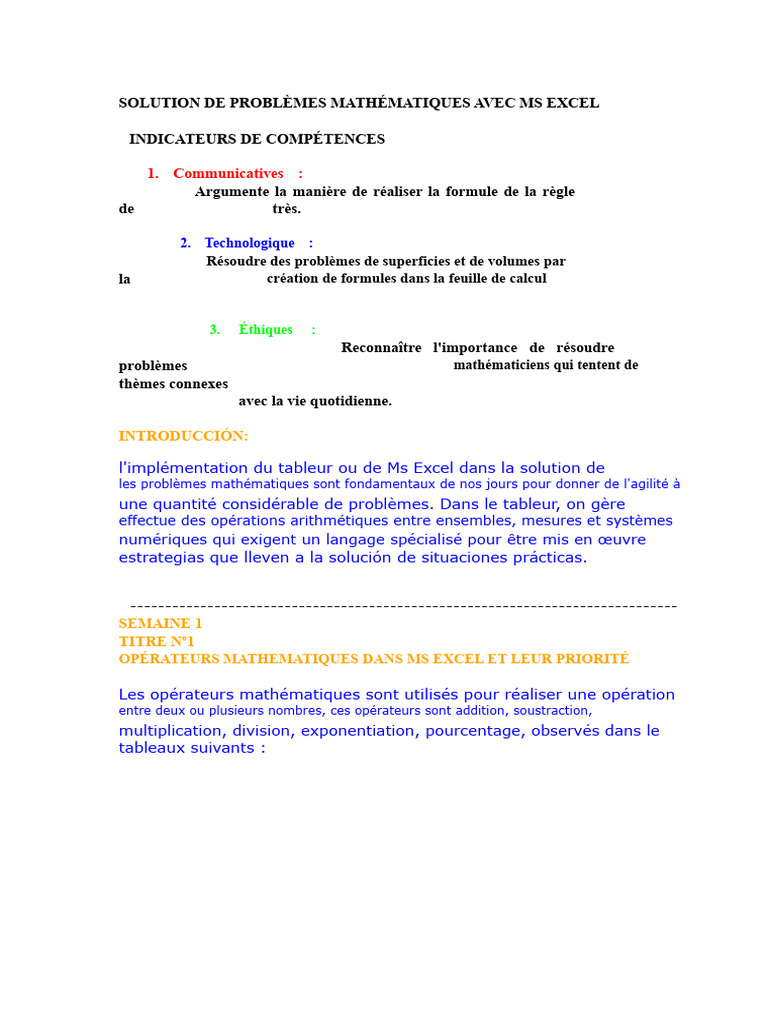 Résoudre des problèmes mathématiques avec Excel | PDF | Microsoft Excel ...