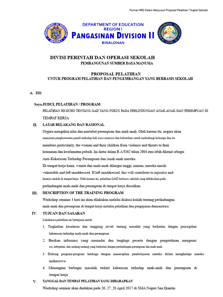 Proposal Pelatihan Perlindungan Anak dan Perempuan | PDF