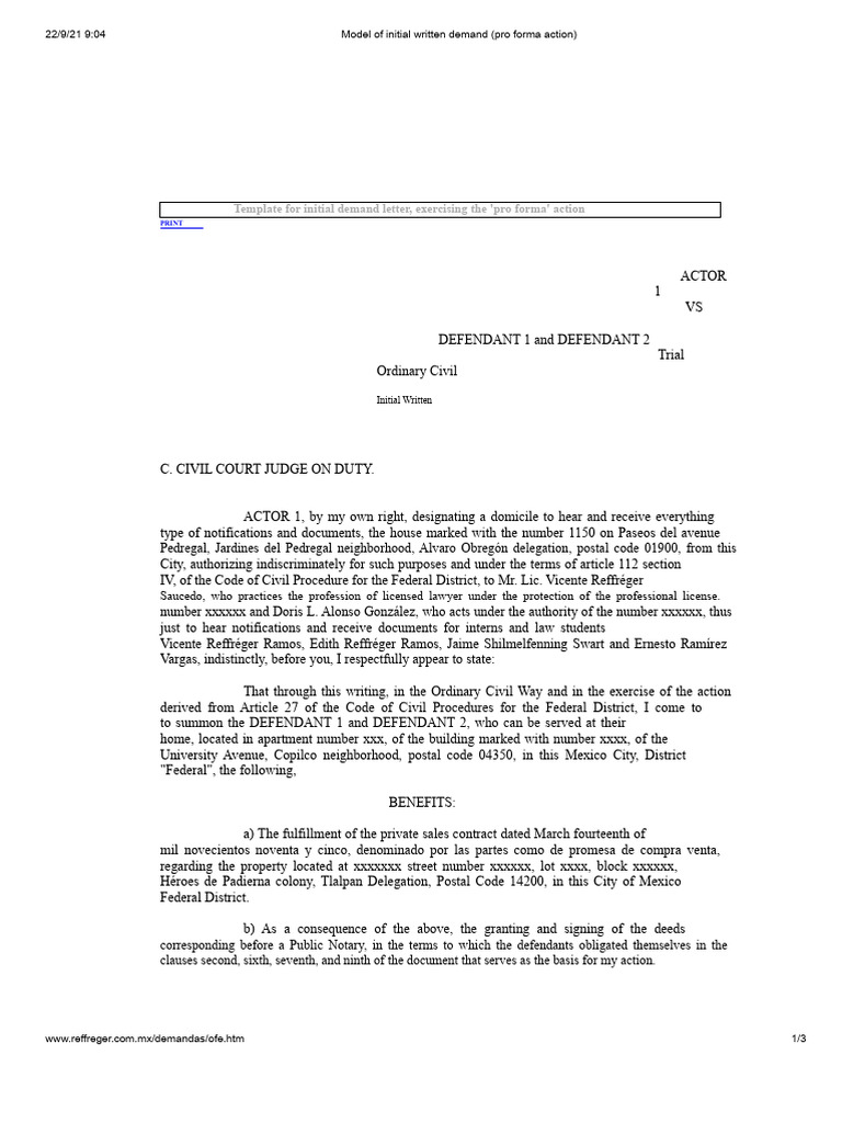Pro Forma Demand Letter Template | PDF | Justice | Crime & Violence