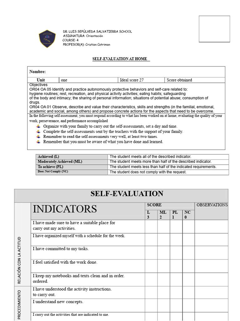 4° - Self-Assessment - Guidance | PDF | Behavior Modification | Social Psychology