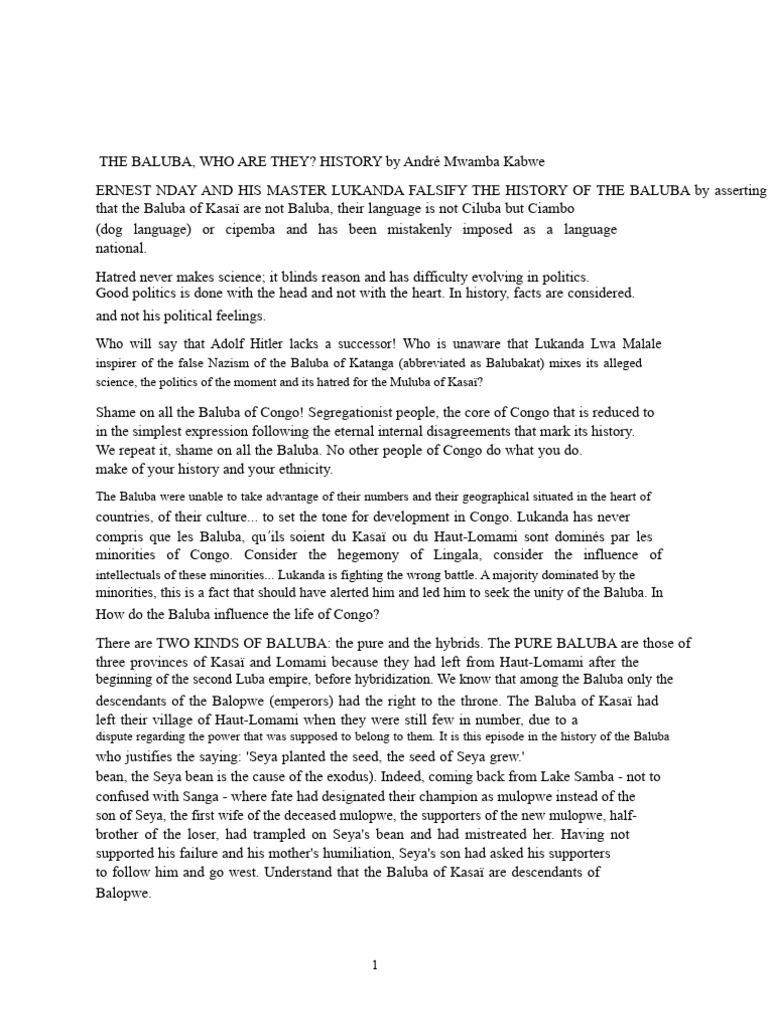 Muluba Story | PDF