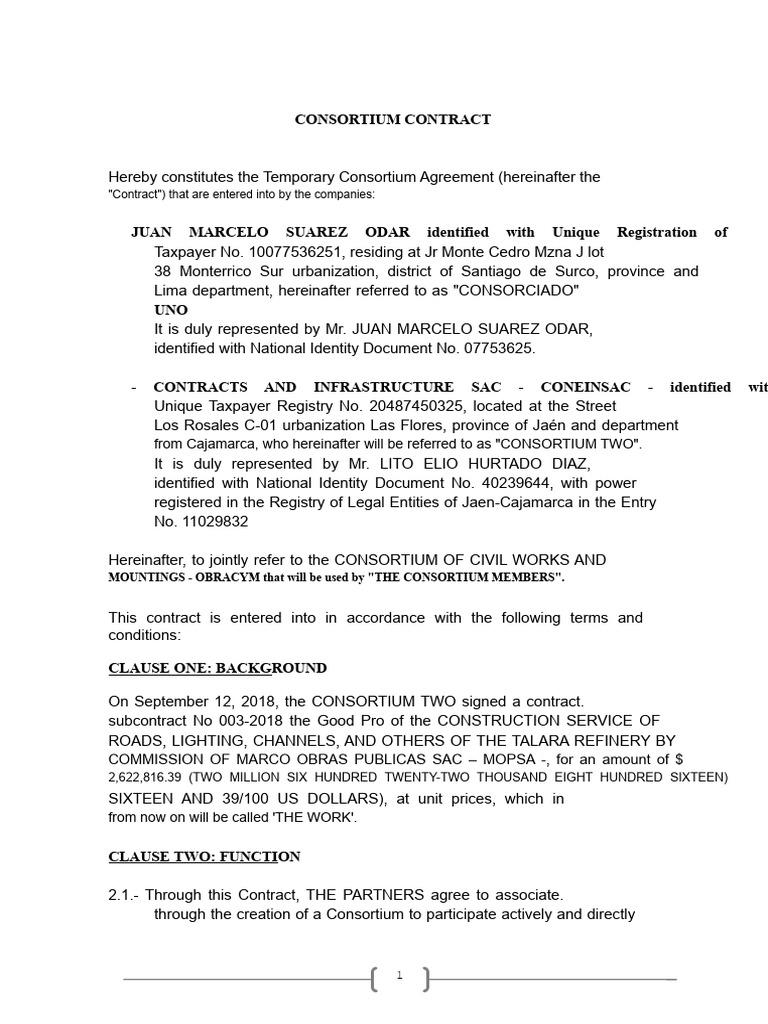Consortium Agreement | PDF | Bankruptcy | Banks