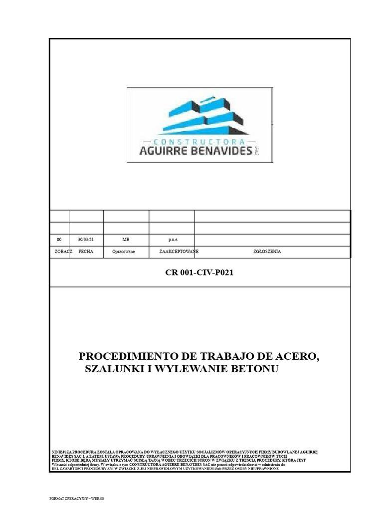 Proced. Stal, Szalunek, Wylewanie Aguirre | PDF
