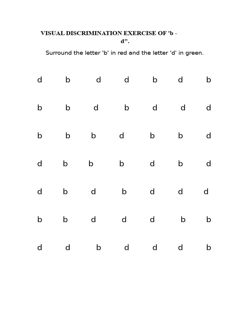 Visual Discrimination: b vs d Exercise | PDF