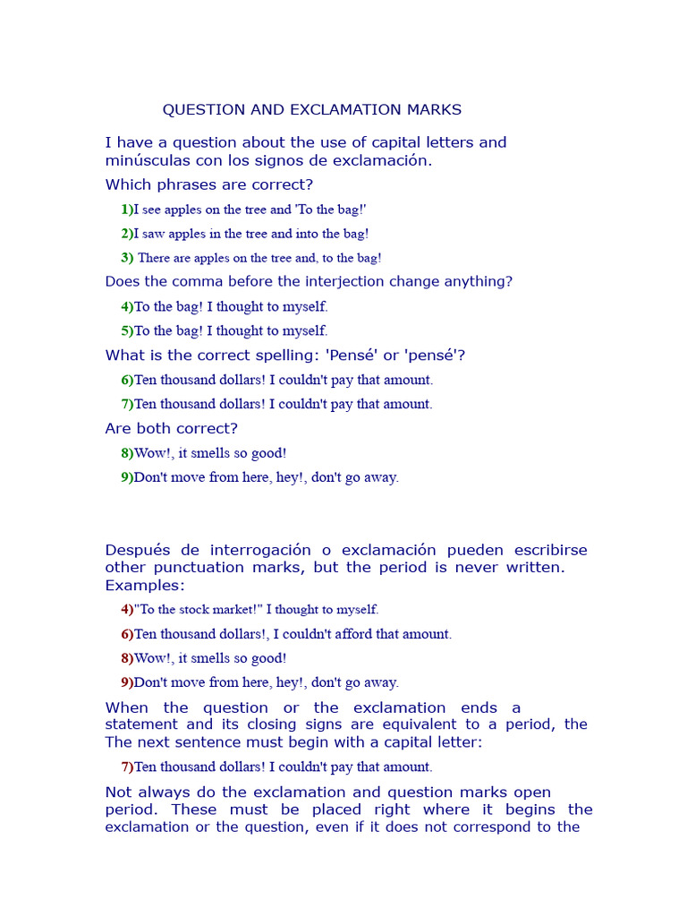 Proper Use of Question and Exclamation Marks | PDF | Question ...