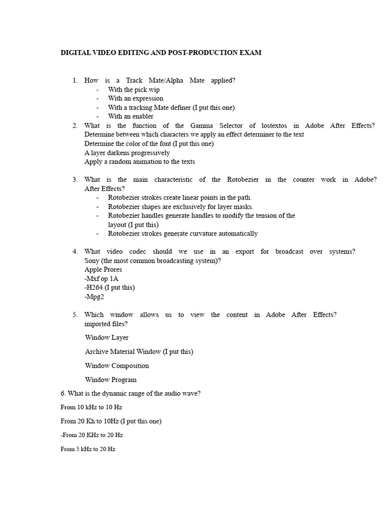Video Editing Exam | PDF | Video | Camera