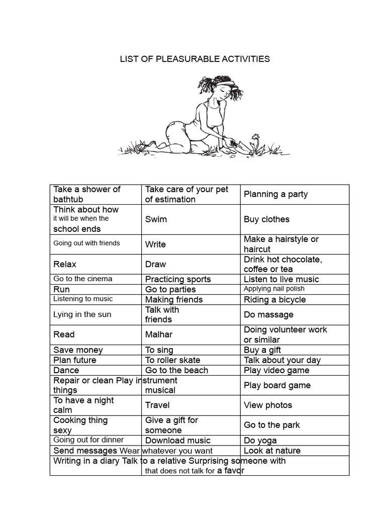 Pleasurable Activities List | PDF