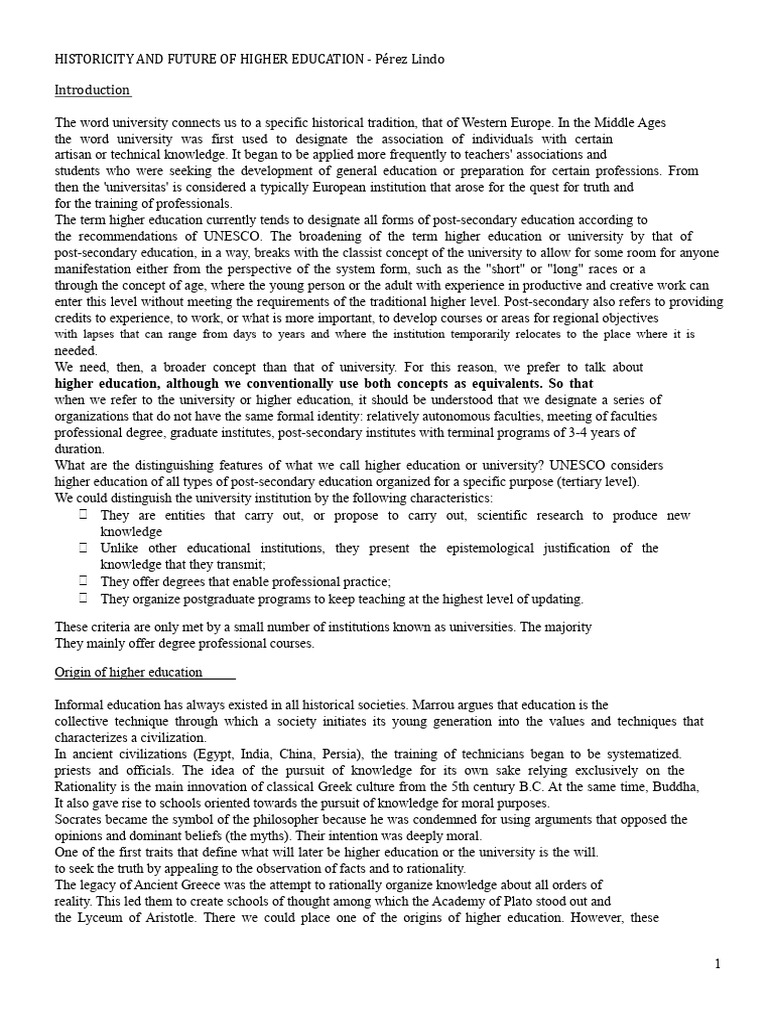 Evolution of Higher Education History | PDF | University | Knowledge