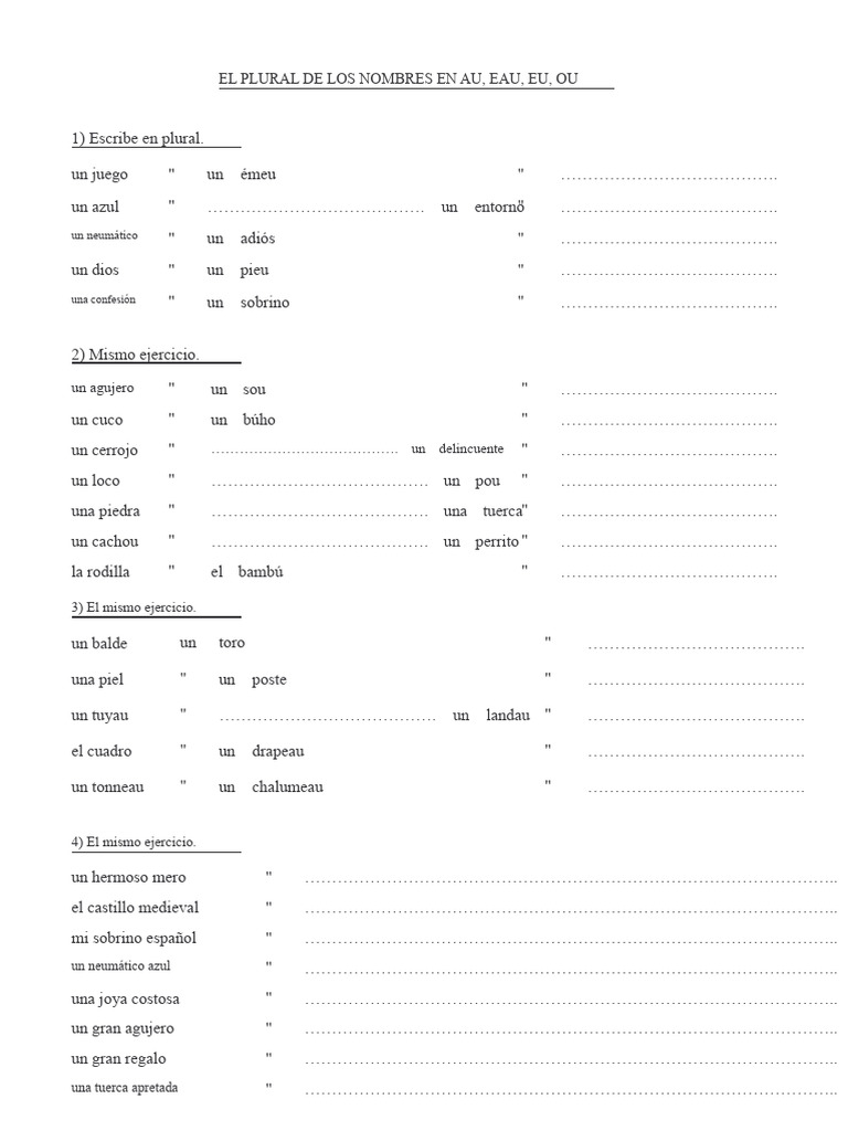 Ejercicios Plurales | PDF