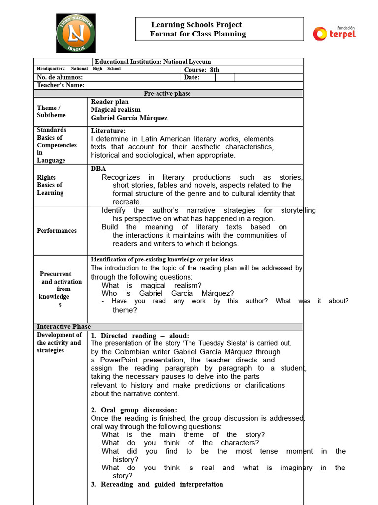 8th Grade Lesson Plan on Magical Realism | PDF | Gabriel García Márquez ...