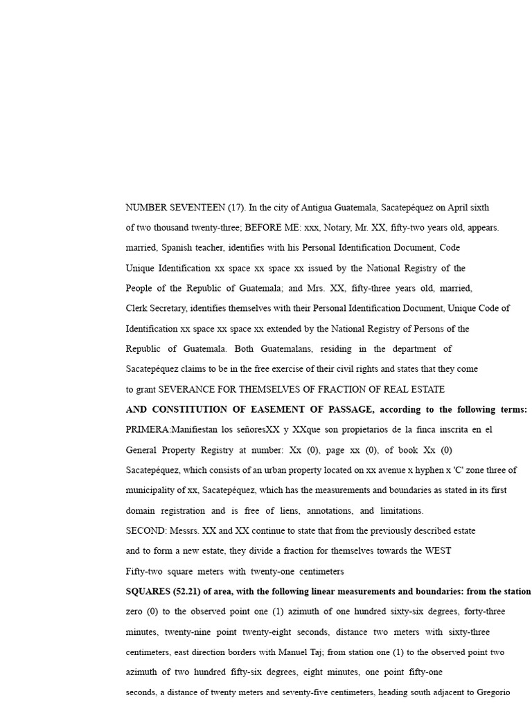 Dismemberment Deed For Themselves and Establishment of Right of Way ...