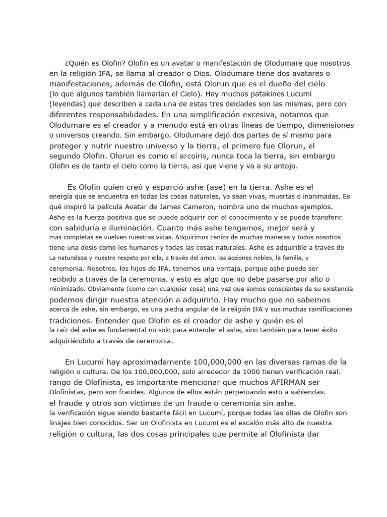 ¿Quién Es Olofin? | PDF
