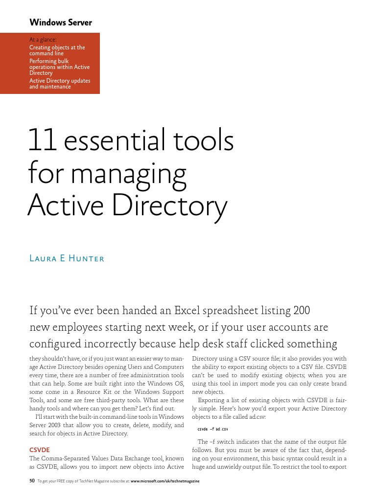 Ldifde V Csvde Pdf Active Directory Command Line Interface