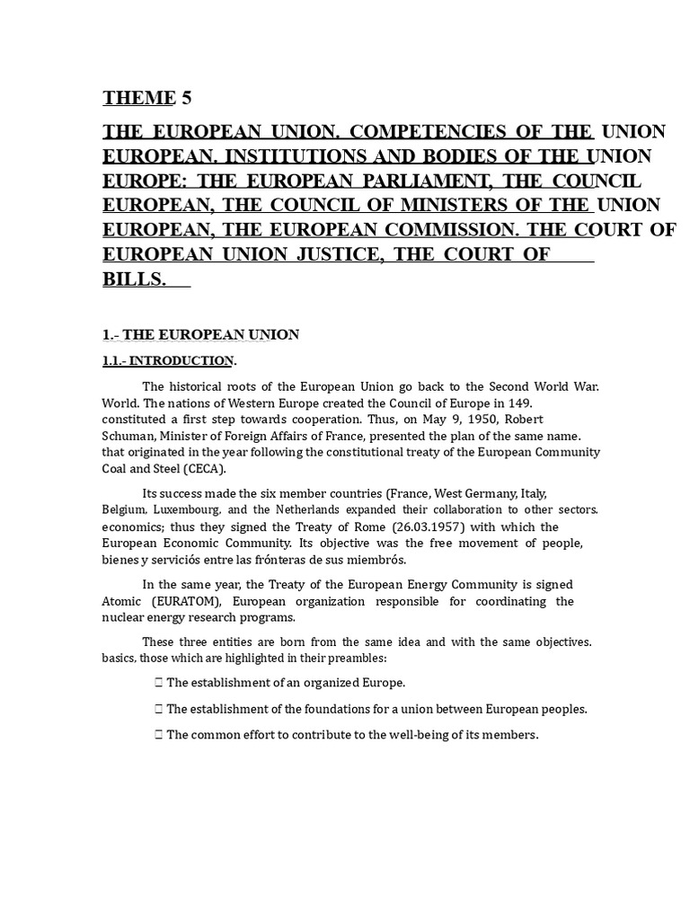 EU Competencies and Institutions Explained | PDF | European Union ...