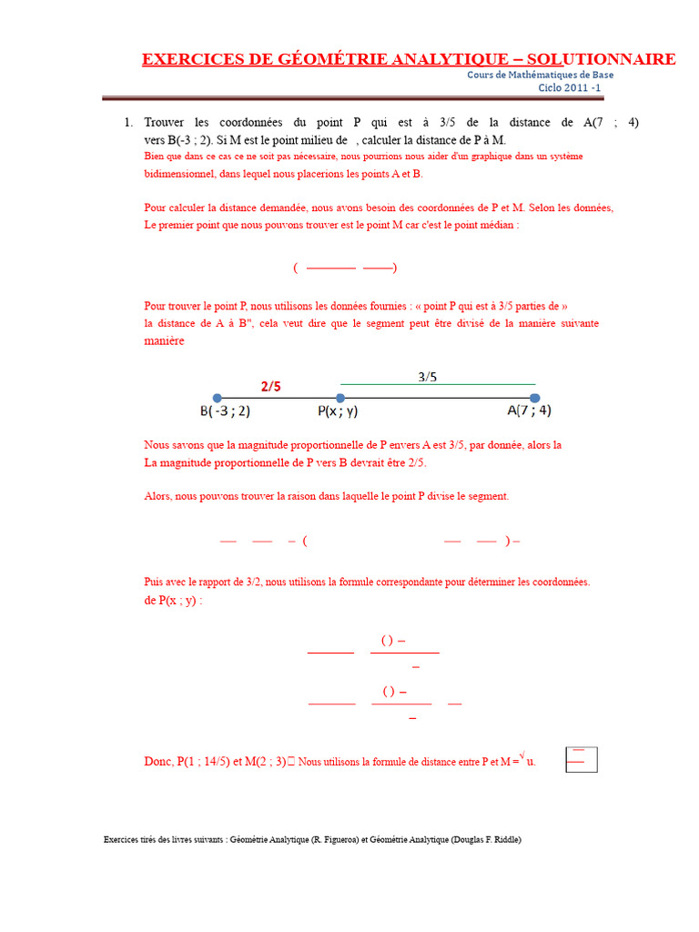 Solutions d'exercices de géométrie analytique | PDF | Géométrie ...