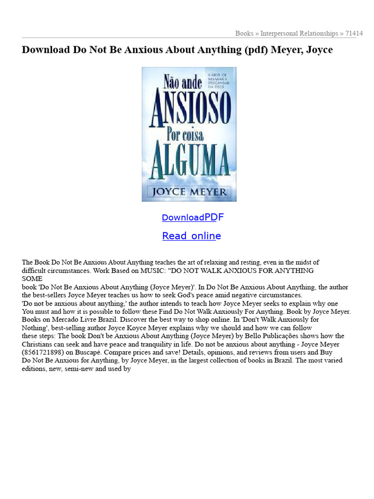 Do Not Be Anxious About Anything | PDF