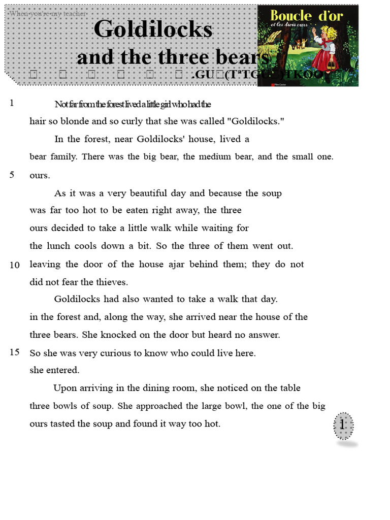 Goldilocks and The Three Bears Text | PDF | Goldilocks And The Three Bears