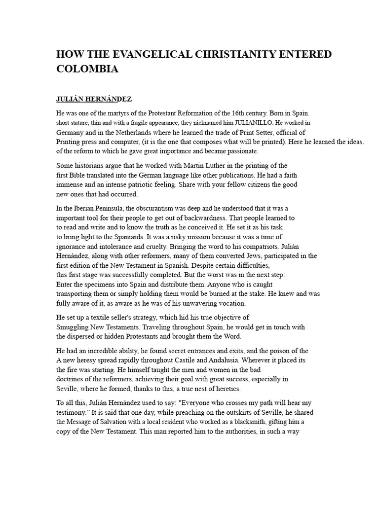 How Evangelical Christianity Entered Colombia | PDF | Christian Mission ...