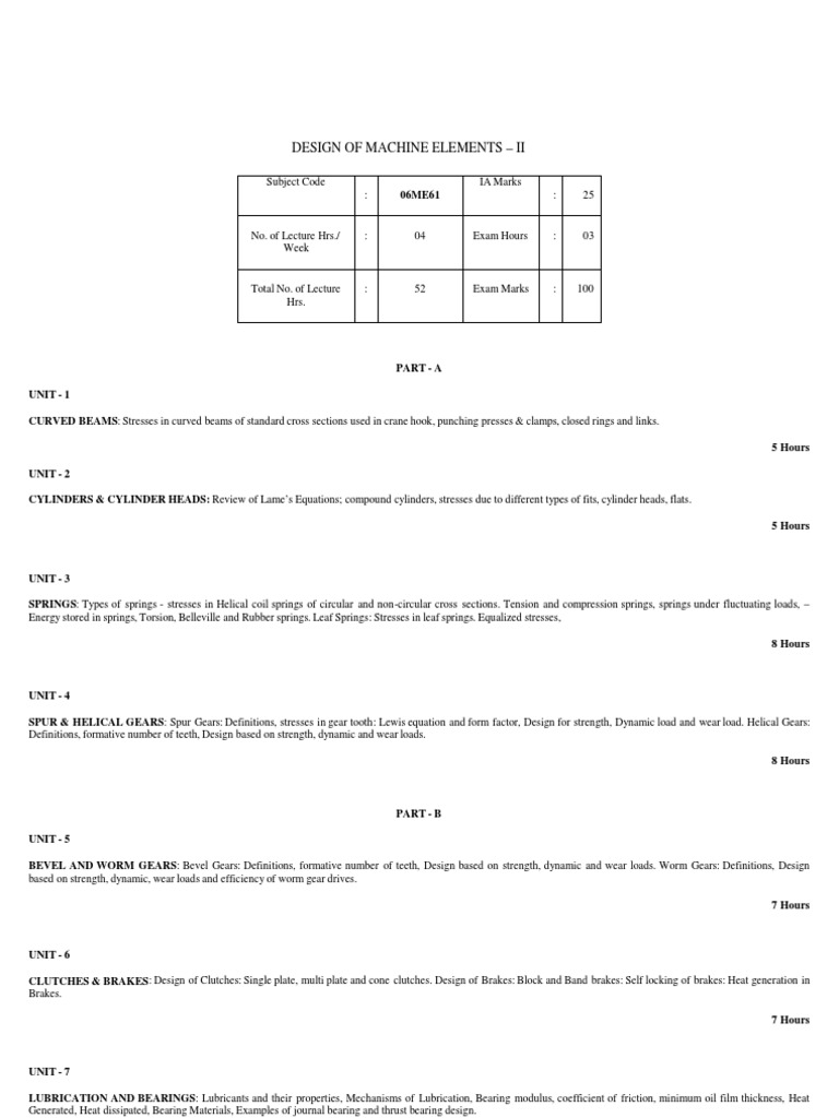 Design of Machine Elements - Ii | PDF | Gear | Strength Of Materials