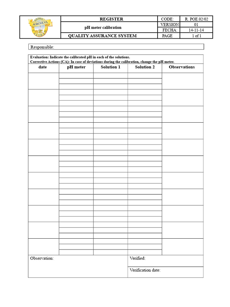 R.POE. 02 02 Calibration of PH Meter | PDF