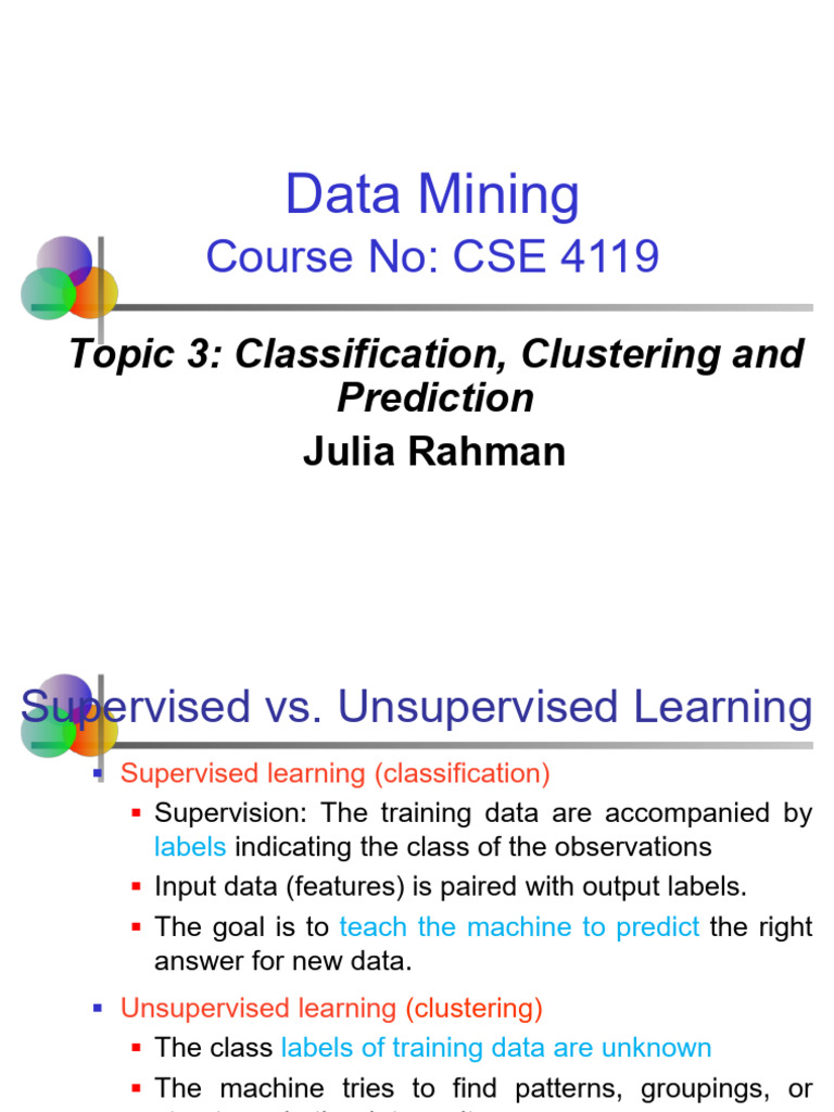 4-Classification, Clustering and Prediction | PDF | Statistical ...