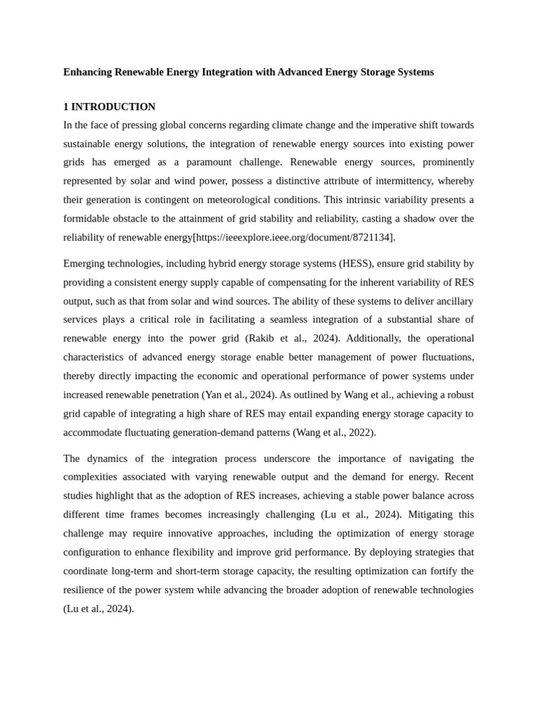 Advanced Energy Storage for Renewables | PDF | Renewable Energy ...