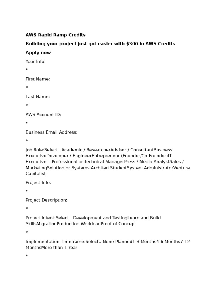 AWS Rapid Ramp Credits | PDF
