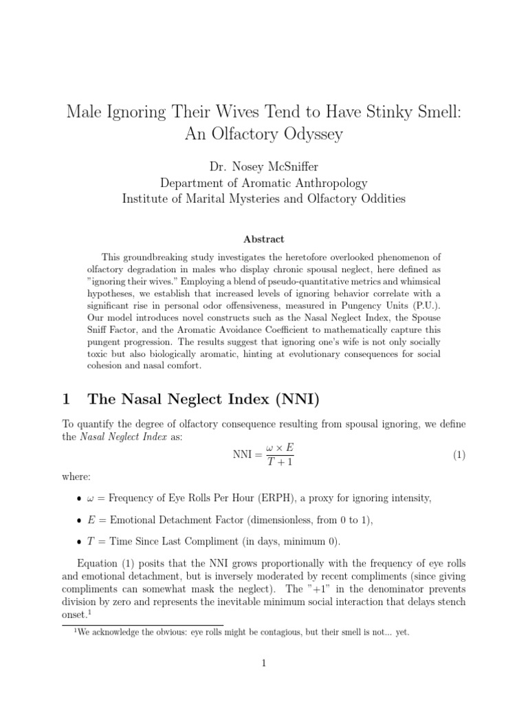 Male Neglect Linked to Body Odor Increase | PDF | Odor