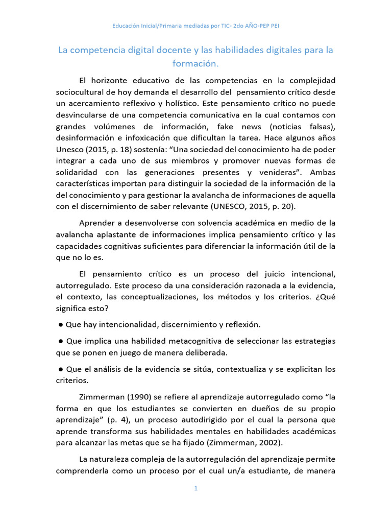 La Competencia Digital Docente y Las Habilidades Digitales para La Formaci-N | PDF | Aprendizaje ...