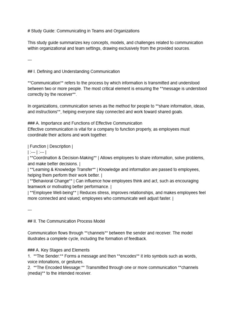 Organizational - Channel, Noise, and Effectiveness | PDF ...