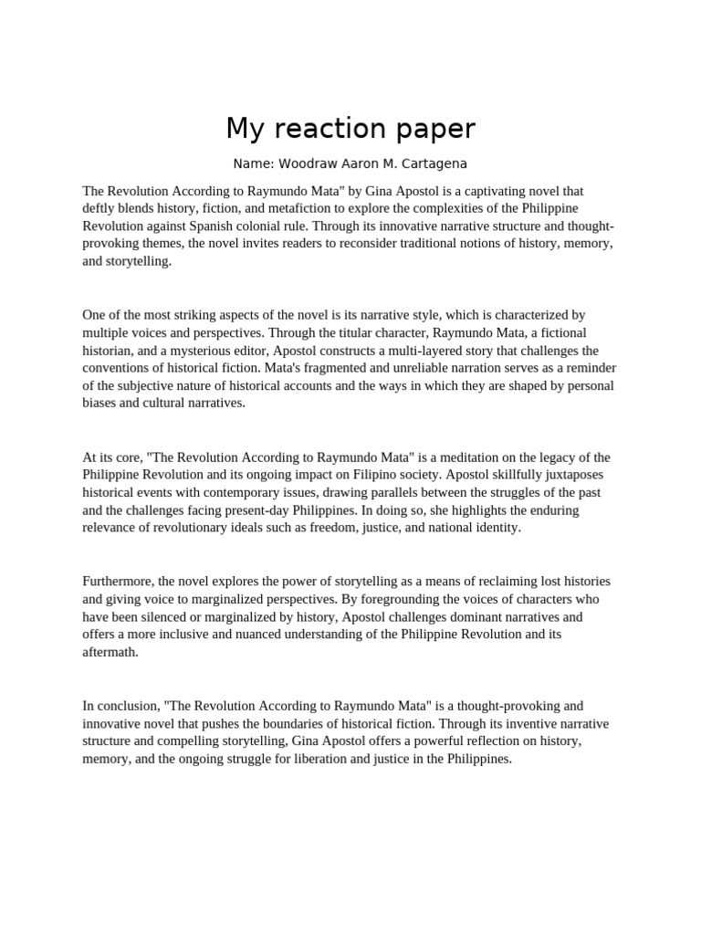 21st Subject Reaction Papaer | PDF
