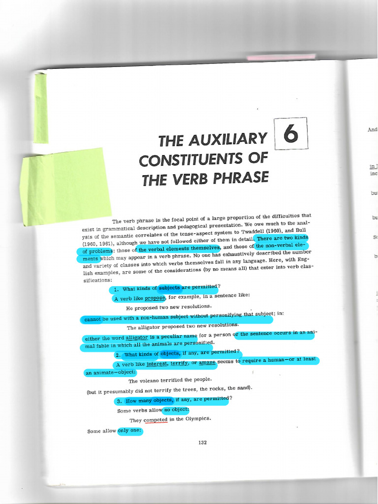 Stockwell Ch 6. the Auxiliary Constituents of the Verb Phras | PDF