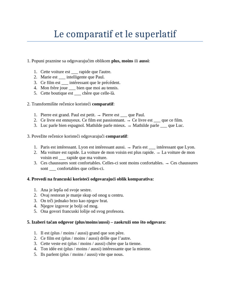 Comparatif et superlatif en français | PDF | Échecs | Théorie (échecs)