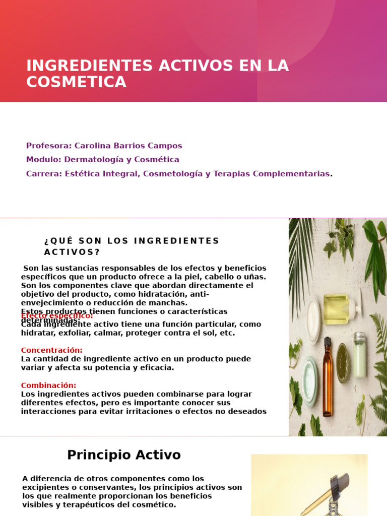 Ingredientes Activos en La Cosmética e Identificación de | PDF ...
