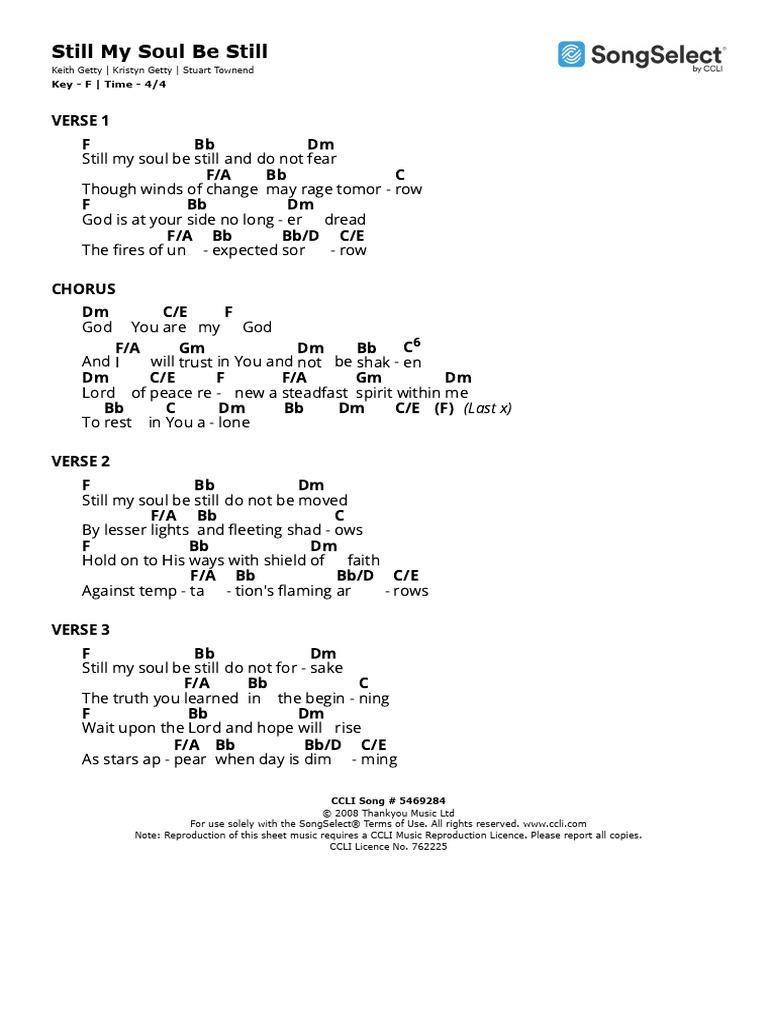 Still My Soul Be Still-chords-F | PDF