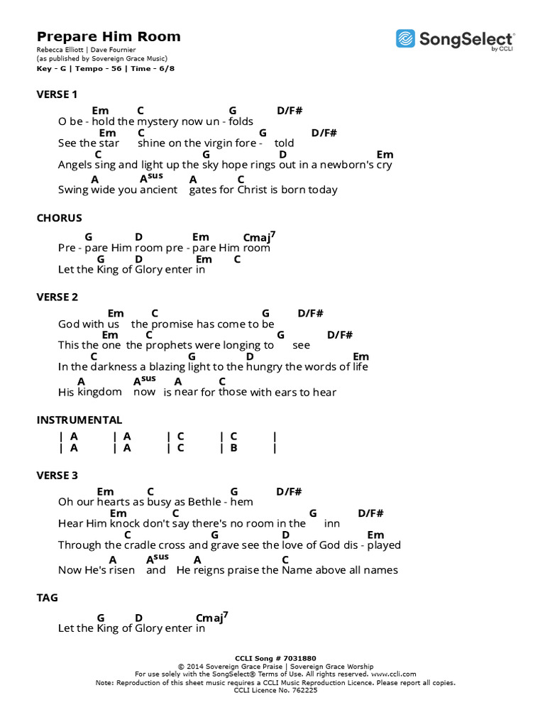 Prepare Him Room Chords G | PDF