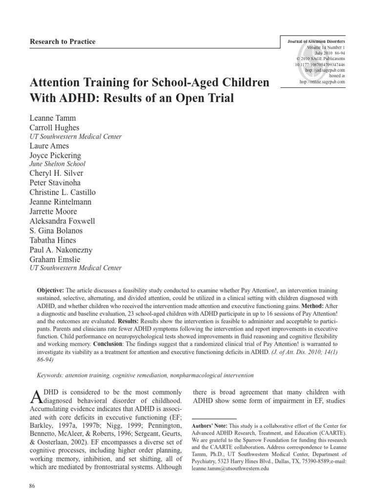 Attention Training for ADHD Children | PDF | Attention Deficit ...