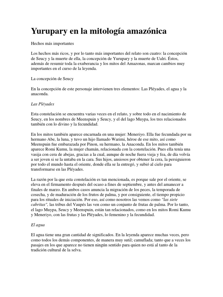 Yurupary en La Mitología Amazónica F | PDF