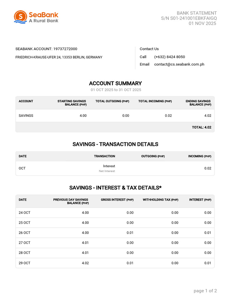 778847112 Seabank Statement LUMAMPAS | PDF | Interest | Financial Services