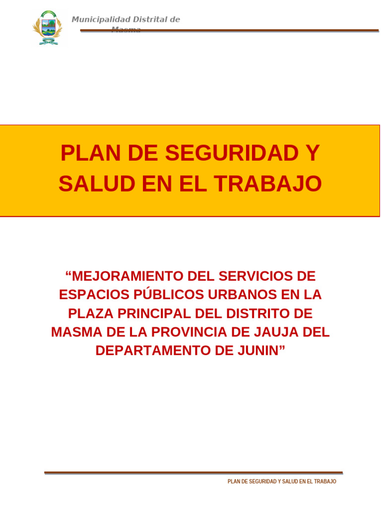 Plan de Seguridad y Salud en Obra Masma | PDF | Seguridad y salud ...