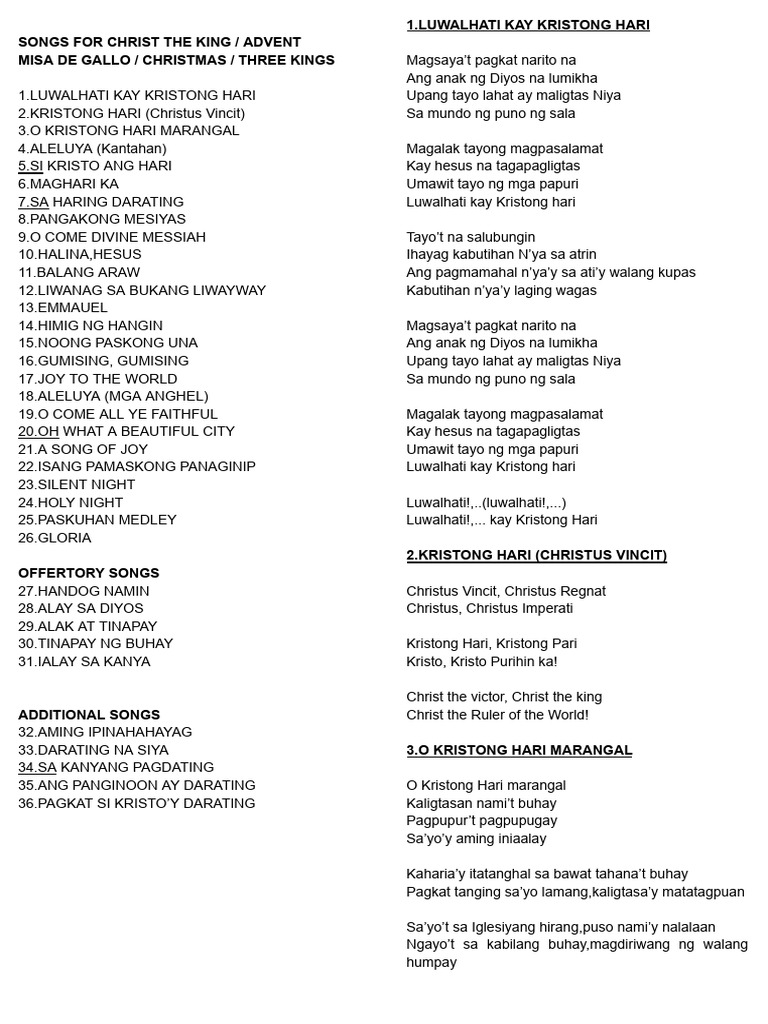 Line Ups Songs | PDF