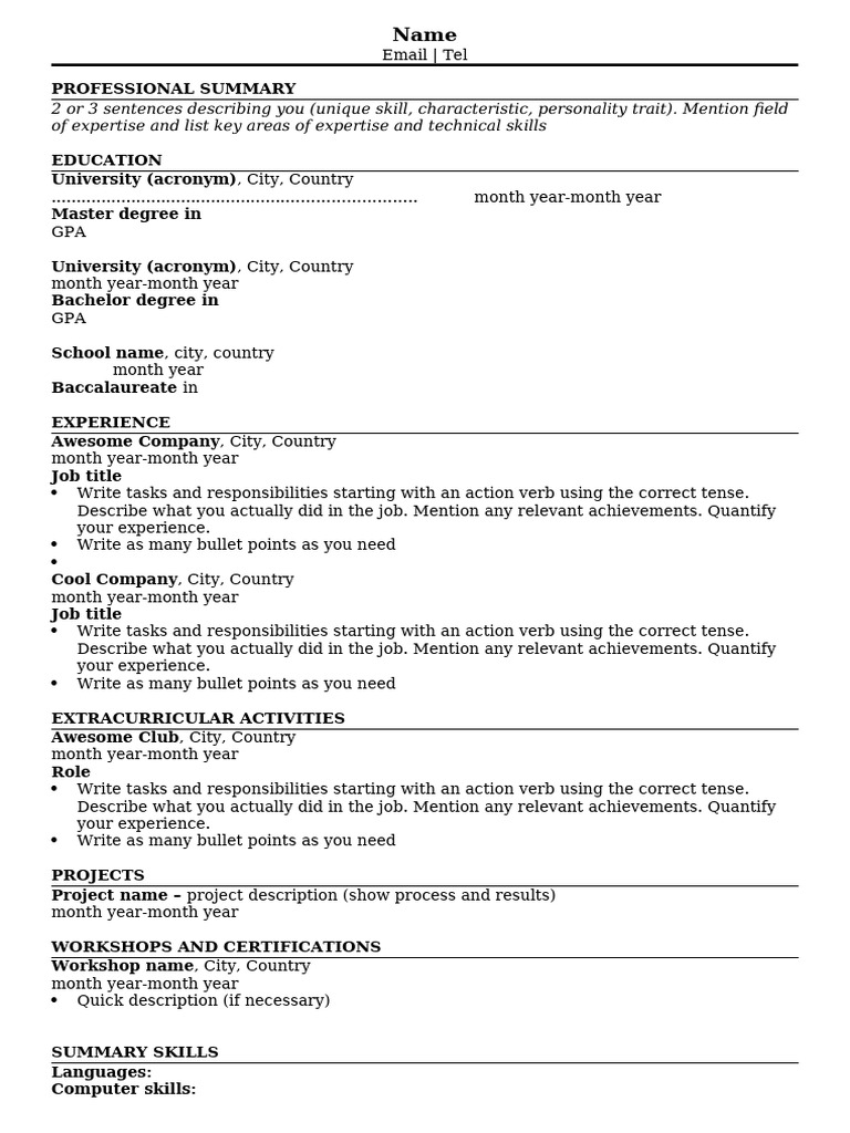 CV Template | PDF