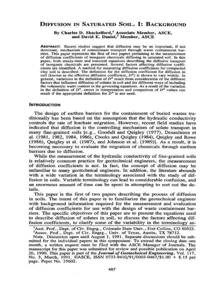 Diffusion in Saturated Soil - Deff Calculations | PDF | Sodium Chloride ...