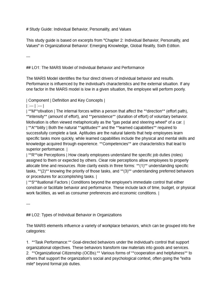 The MARS Equation of Individual Behavior | PDF | Value (Ethics) | Extraversion And Introversion