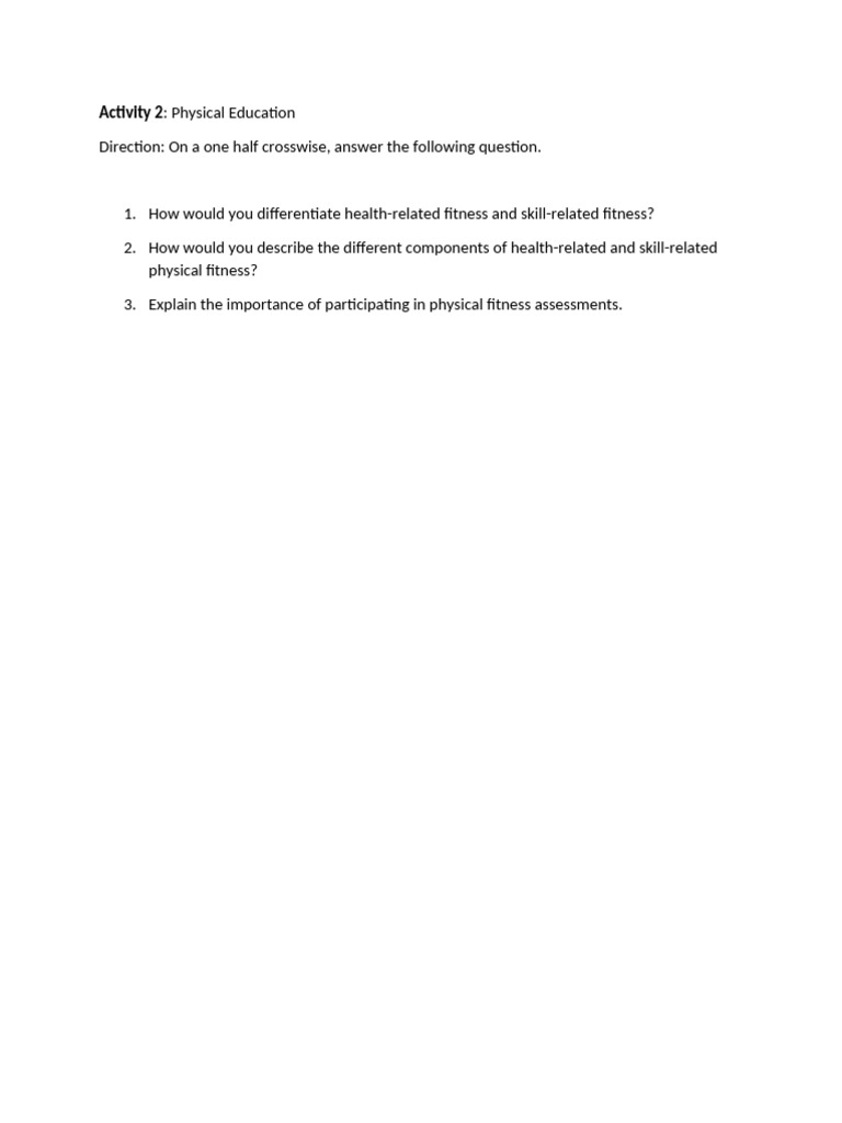 Activity 2 in Physical Education | PDF