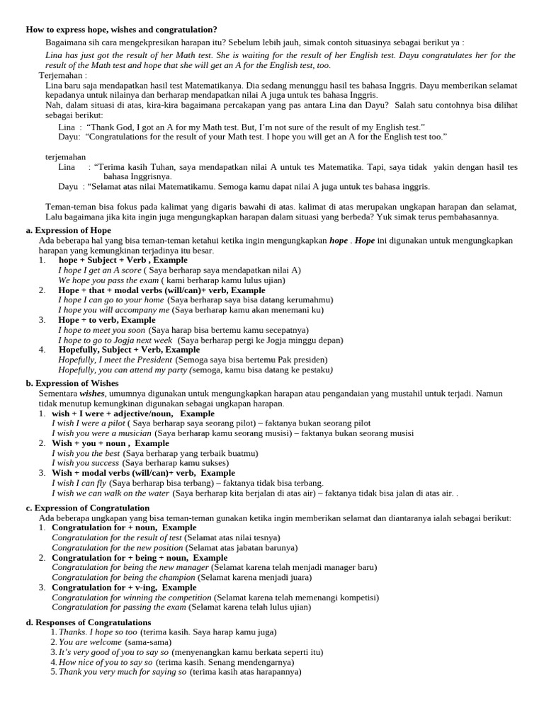 Materi 1 How to Express Hope | PDF